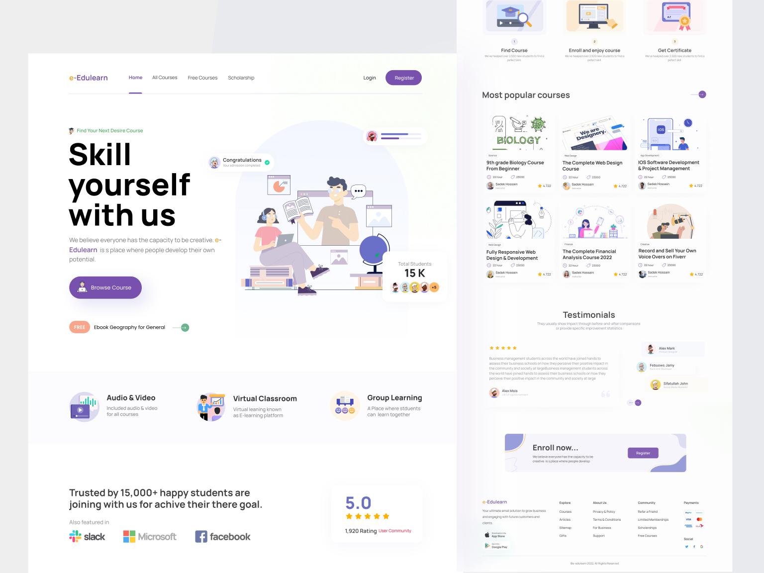 E-learning Platform Landing Page by TechCare™ Inc on Dribbble