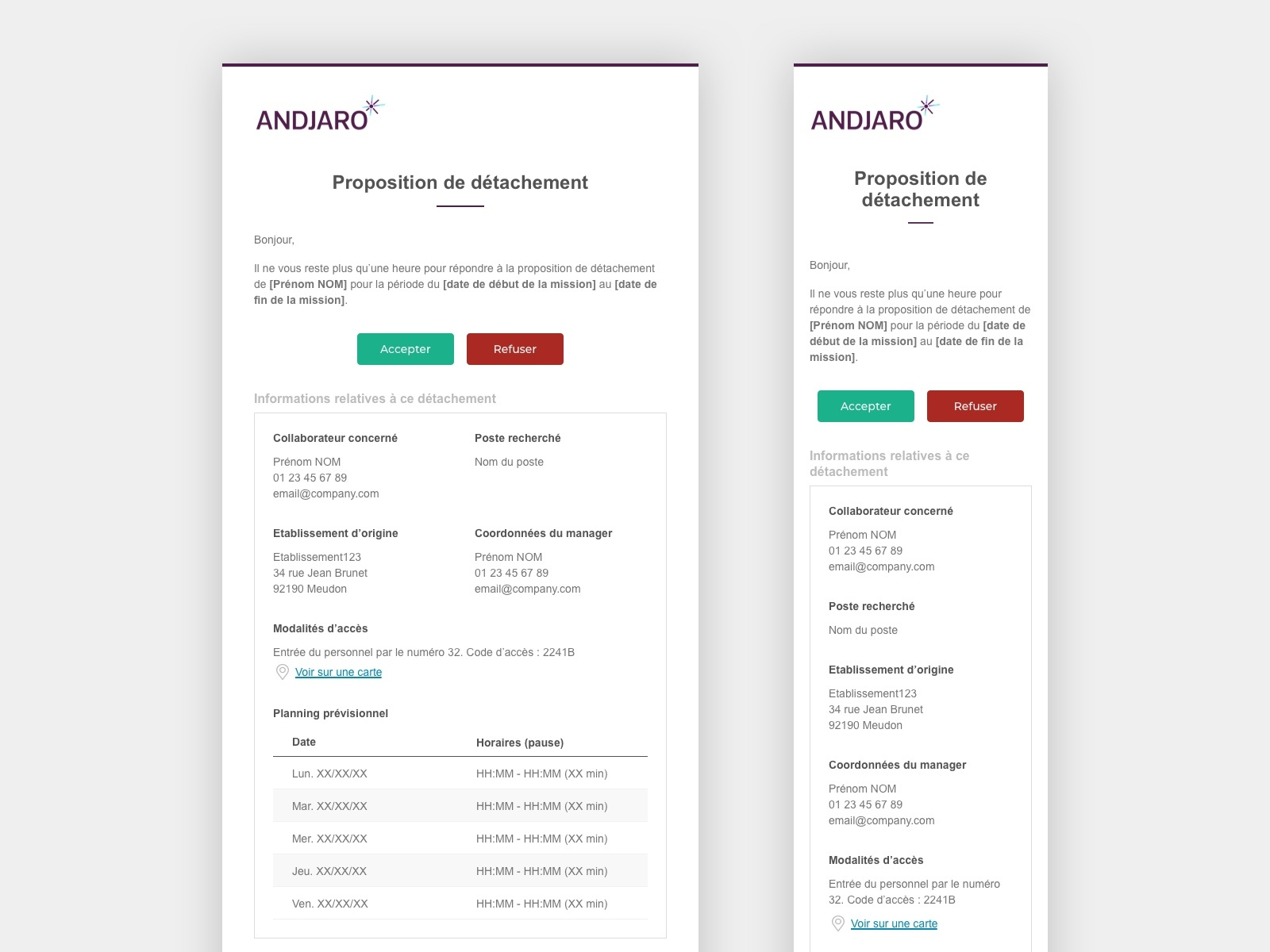 Andjaro - Secondment Proposal Email by Julien Chatelain on Dribbble