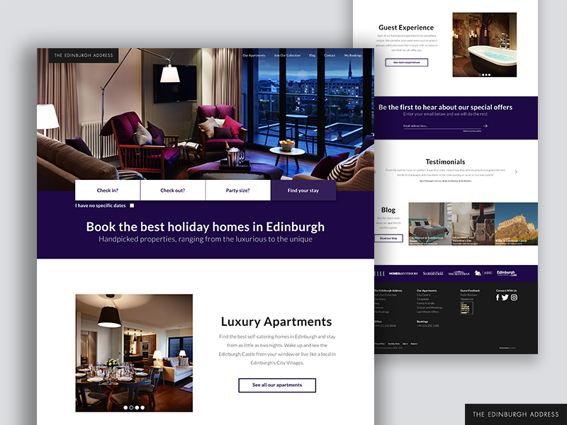 The Edinburgh Address Desktop Web UI by Stephanie Post on Dribbble