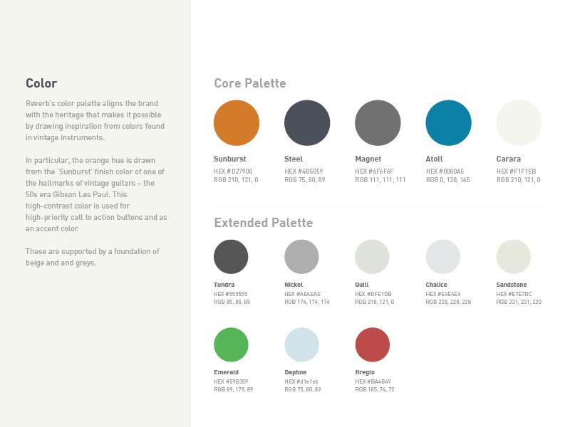 Reverb One Page Style Guide by Nicholas Evans for Reverb on Dribbble