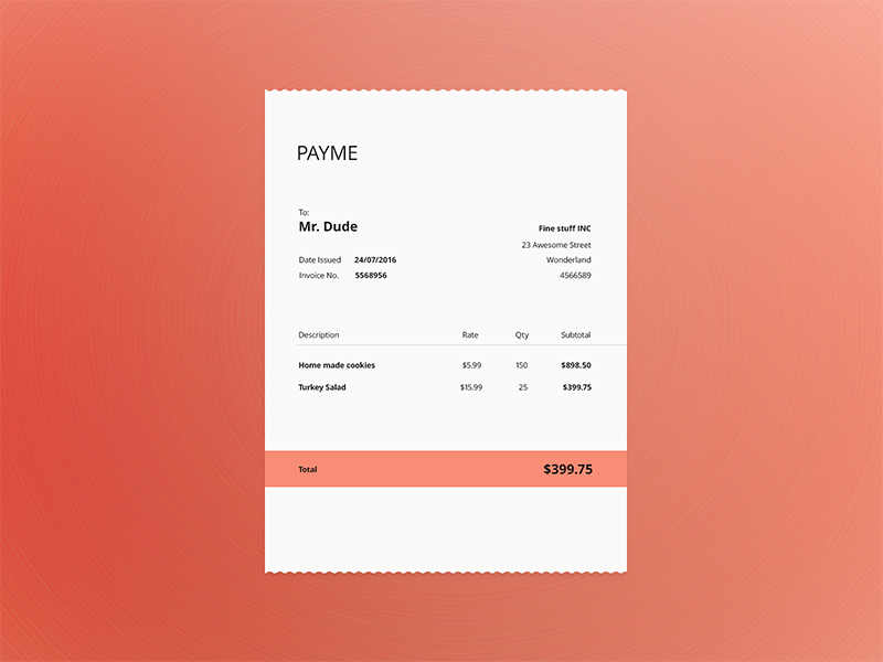 Daily UI :: 42 - Invoice by Jeno*K on Dribbble