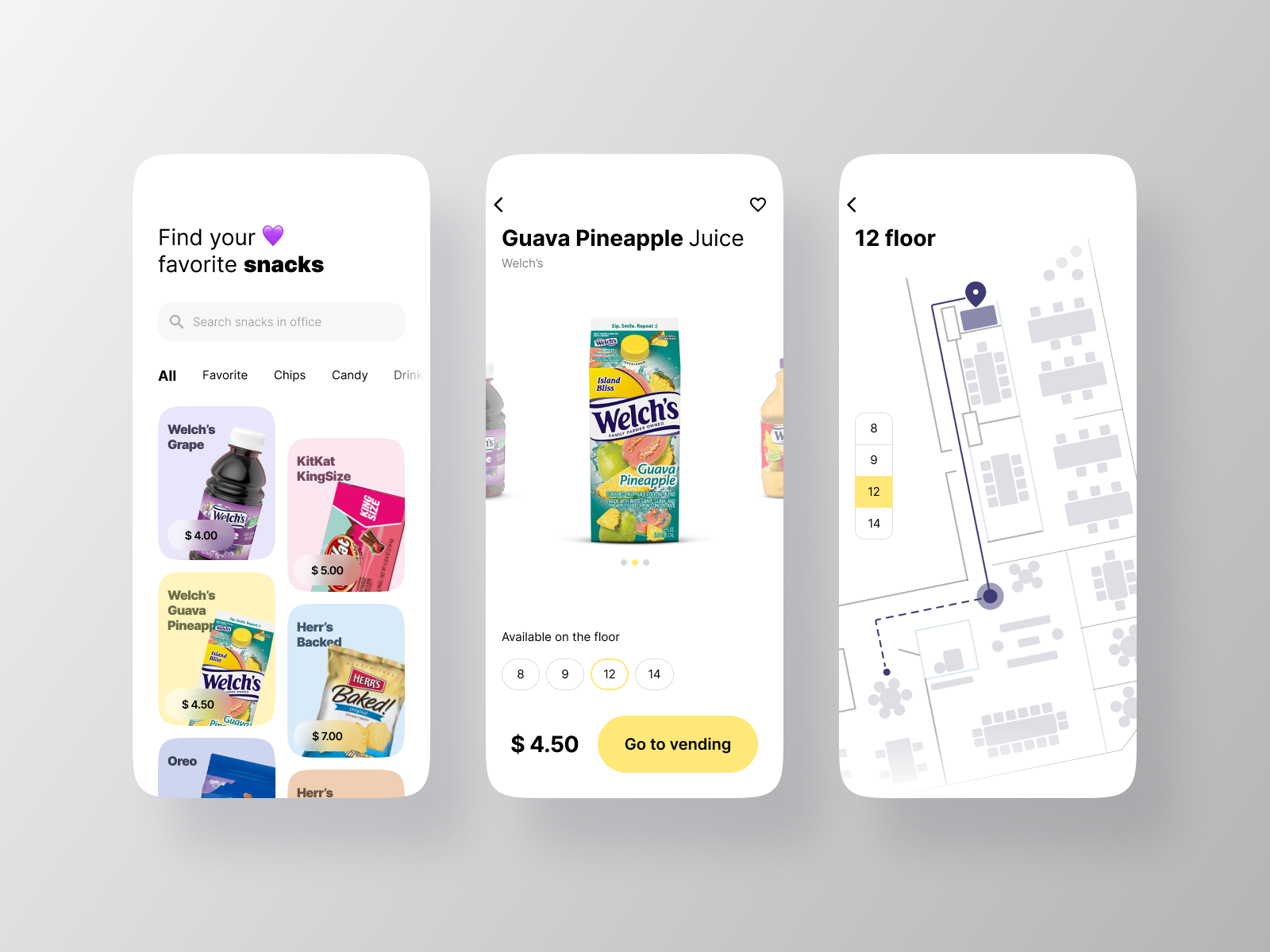 Find snacks | Mobile App by Irina Cheshuina on Dribbble