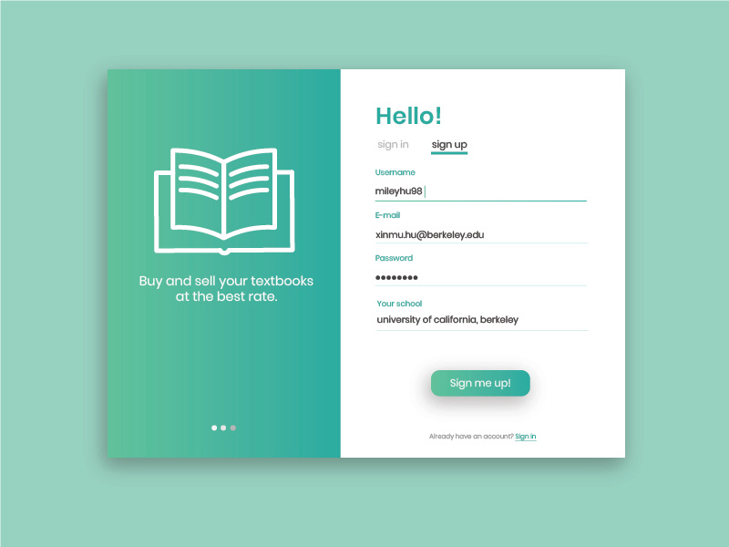 Sign up page UI design by Miley Hu on Dribbble