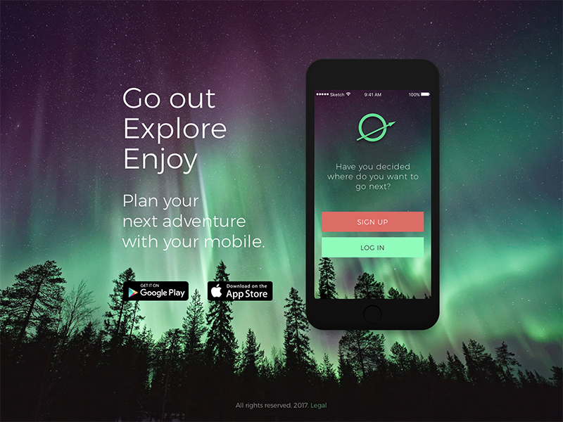 Travel app landing by Julia on Dribbble