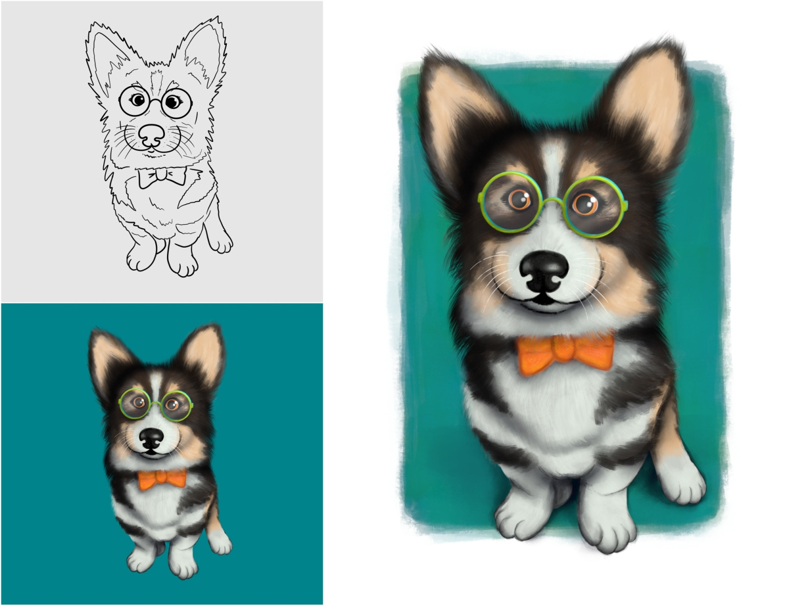 Corgi - illustrated pet portrait by Oana Stefana | illograph on Dribbble