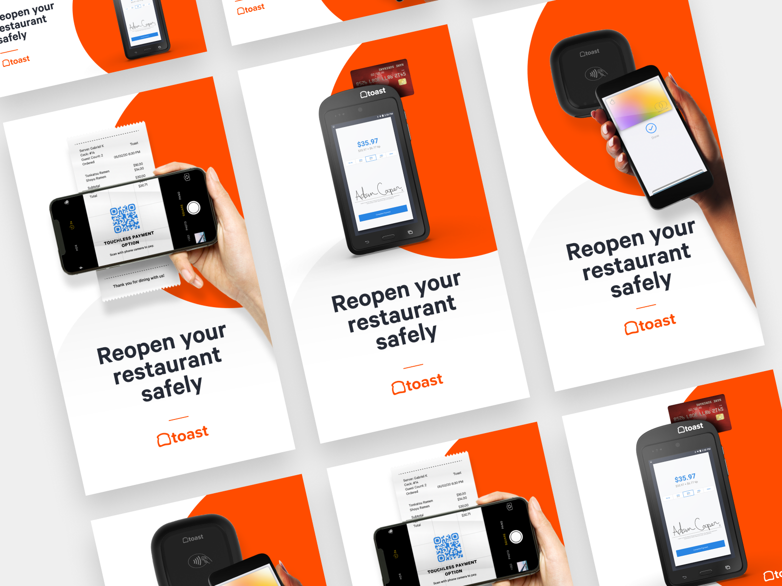 Open your restaurant safely social media ads by Amy Ahrens on Dribbble