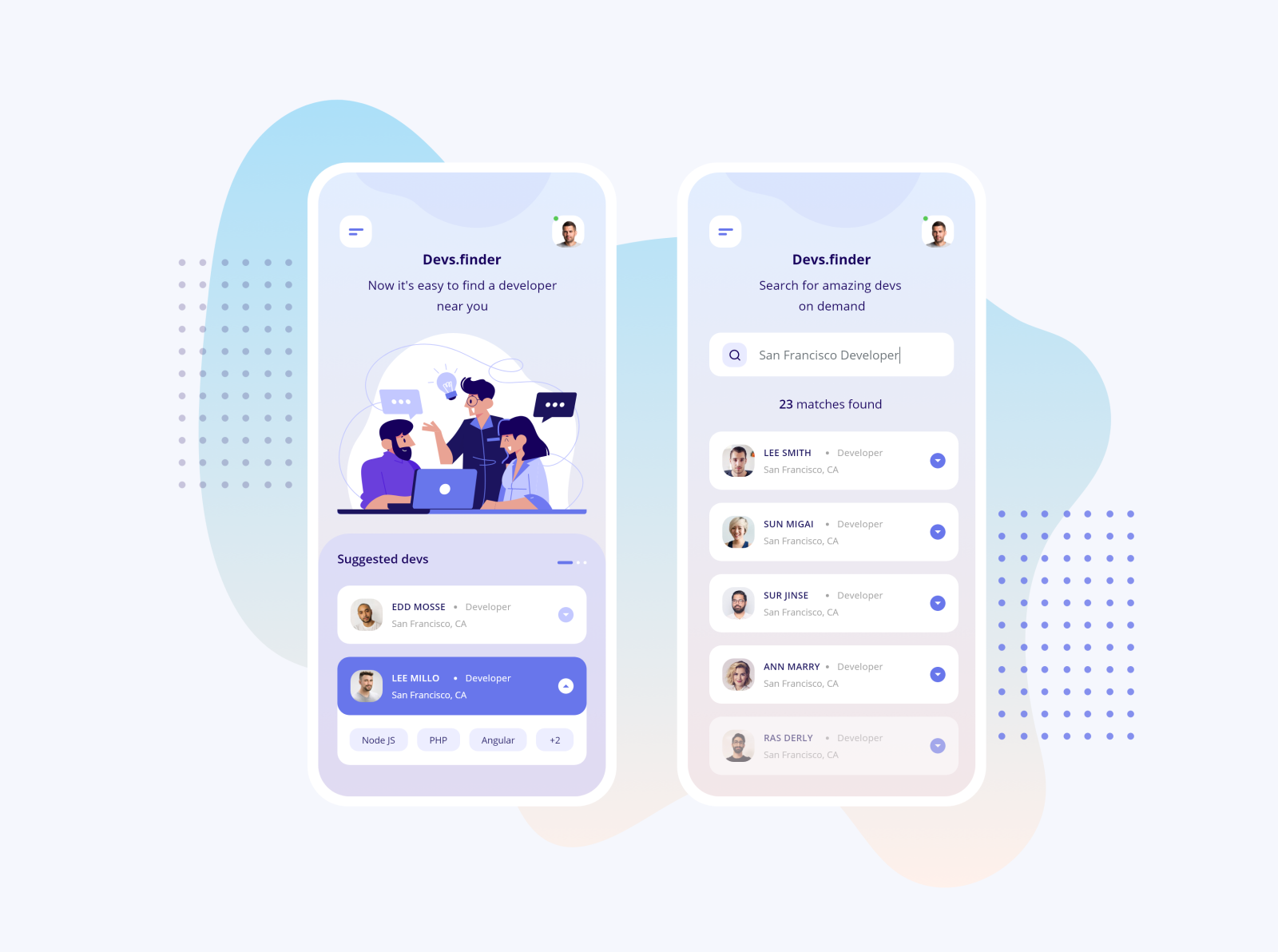Devs Finder - Mobile App Design by Victor Popescu on Dribbble
