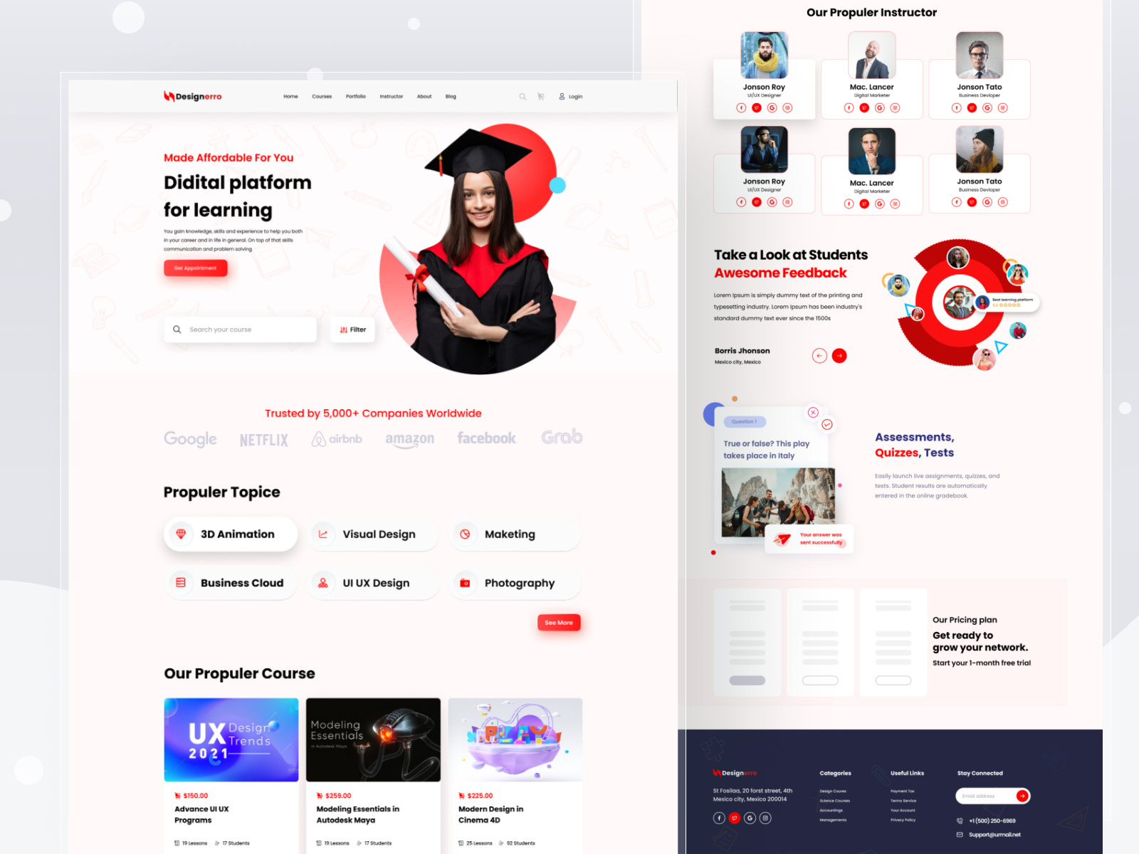 Designerro- Elearning Landing Figma Template by AJOY Sarker🏅 on Dribbble