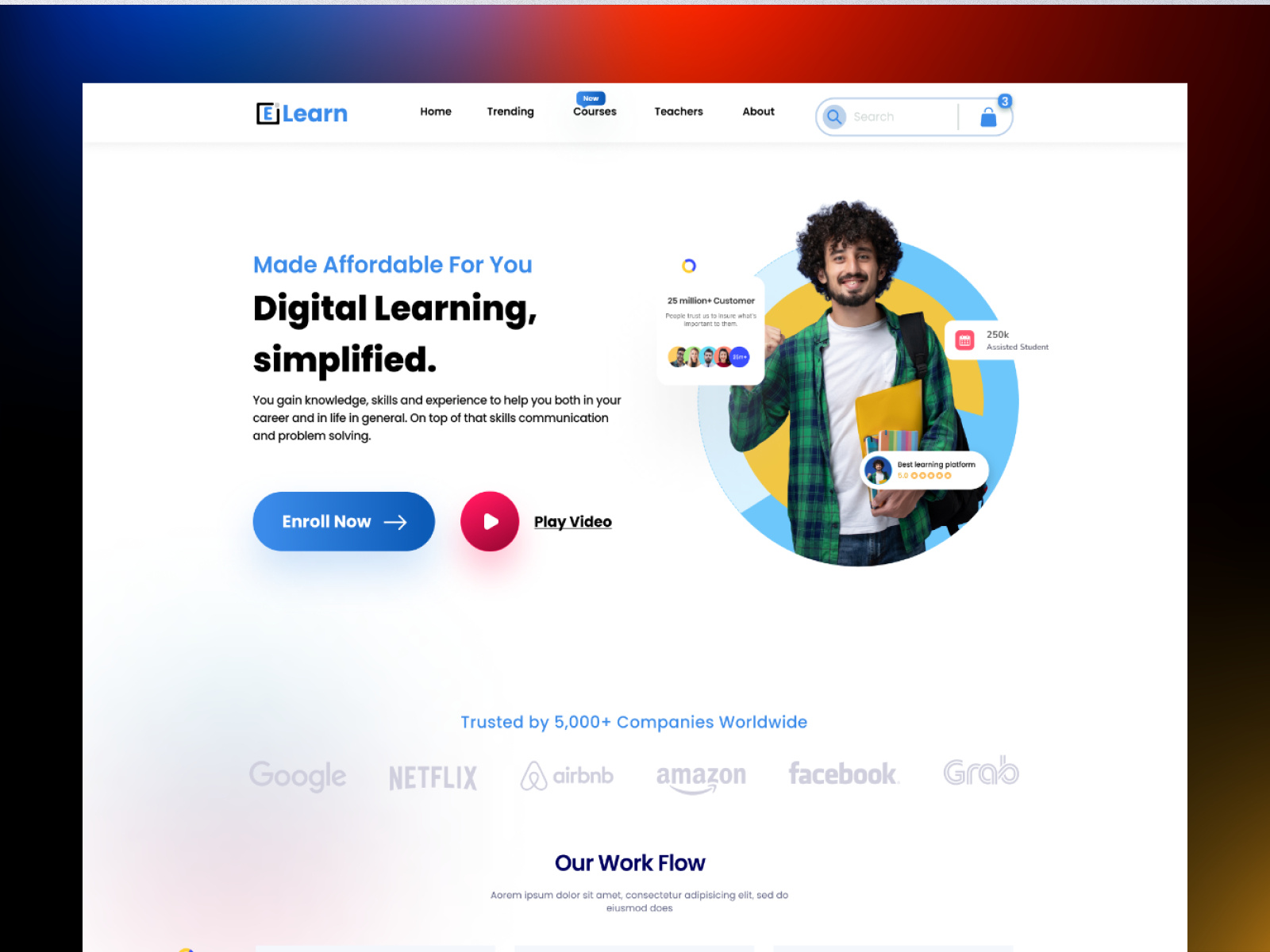Elearning Landing Page UI Template by AJOY Sarker🏅 on Dribbble
