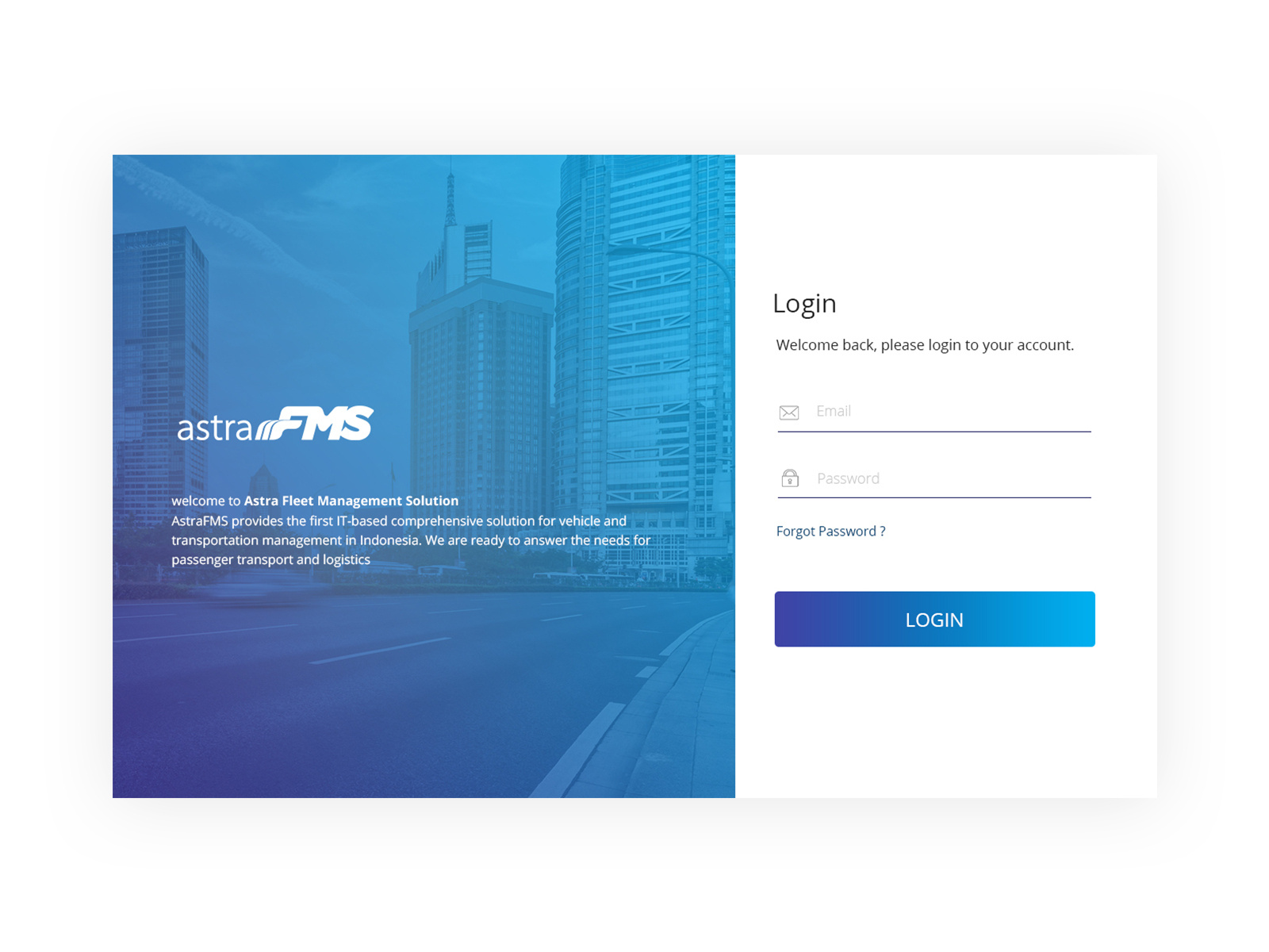 astraFMS Dashboard login UI by iqdam fauzi on Dribbble