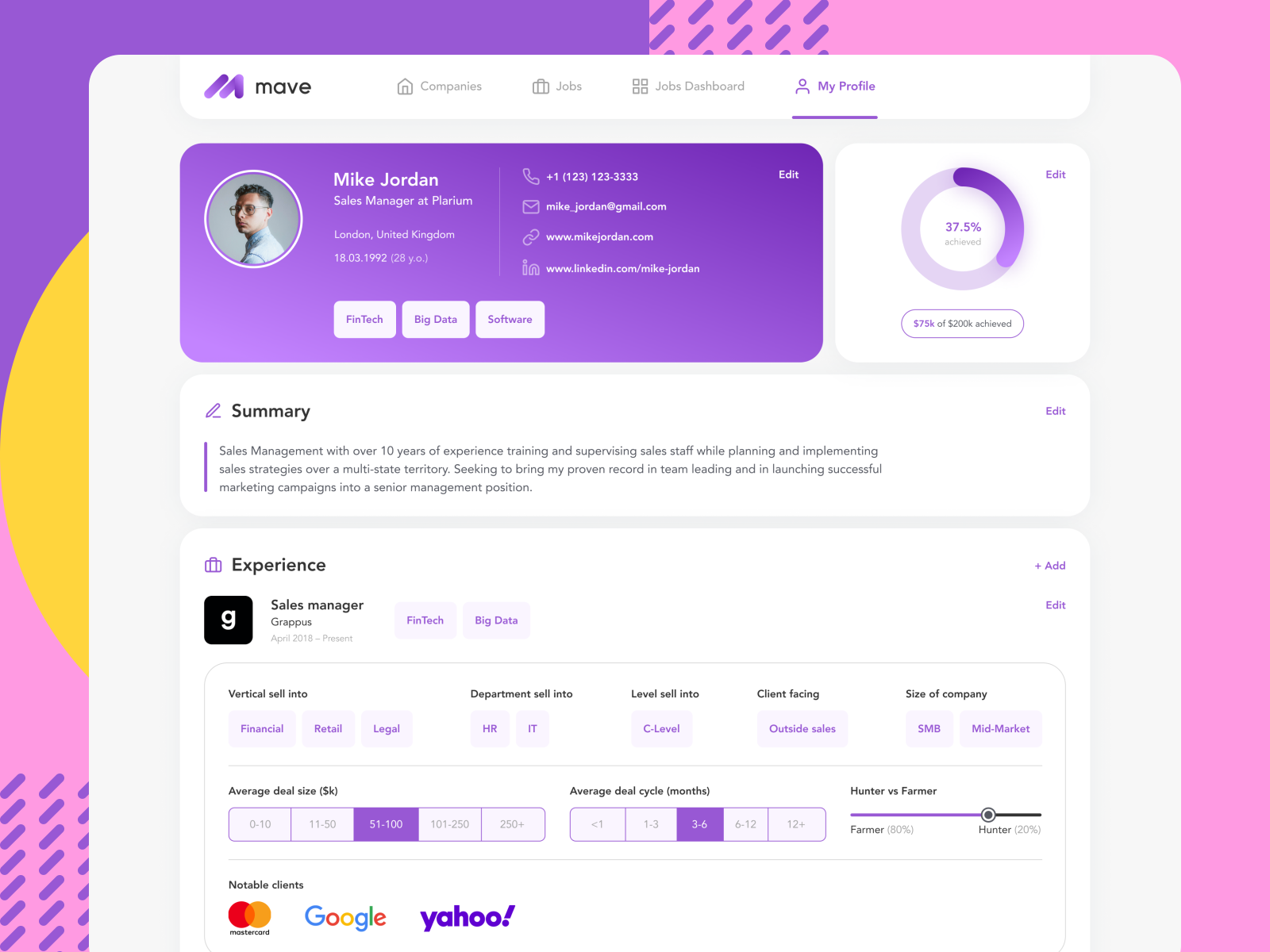 mave – employee profile by solya ~ on Dribbble