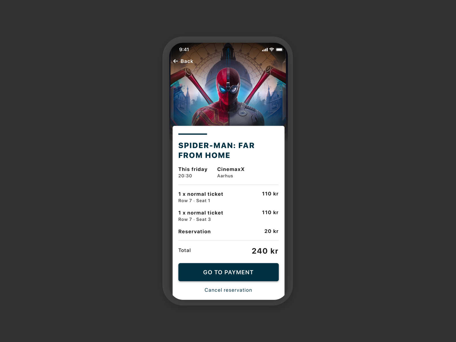 Reservation confirmation UI by Frederik Roemming on Dribbble