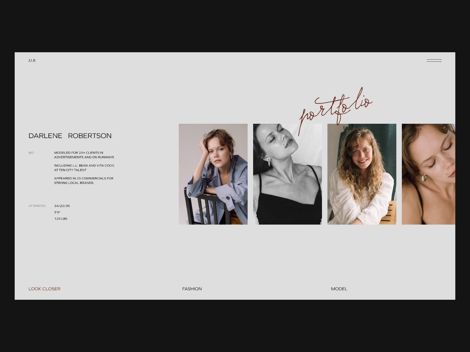 Concept:: Fashion Model Portfolio by dari.redhair on Dribbble
