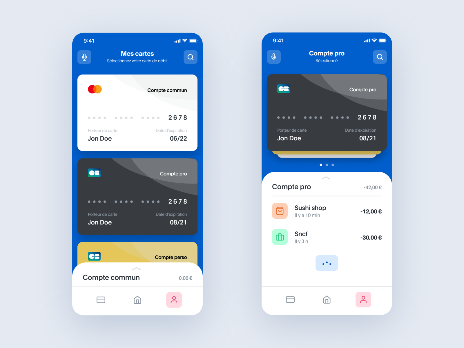 Banking app concept - Cards by Felix Lesouef on Dribbble