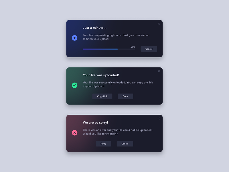 Upload UI by Simon Lürwer on Dribbble