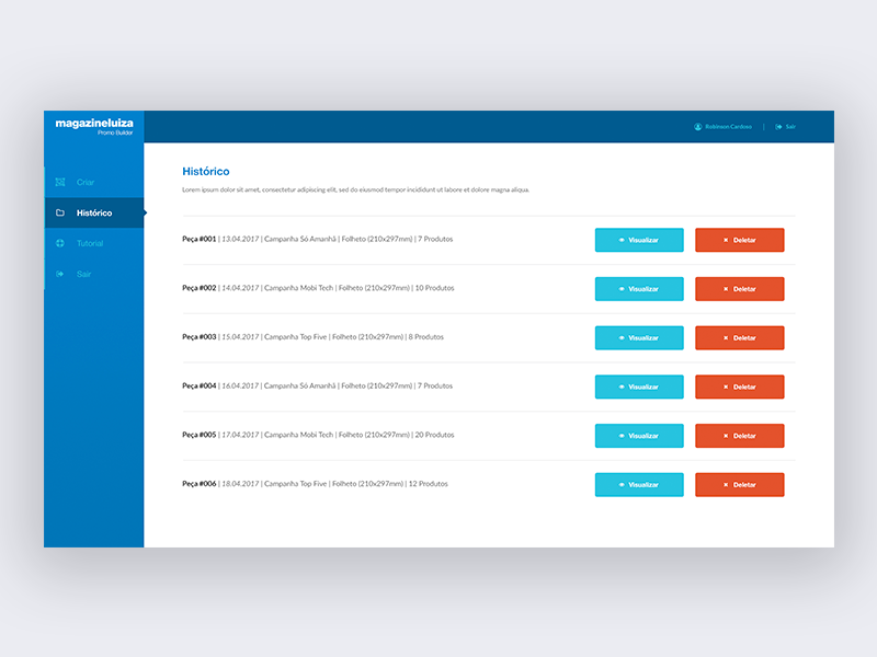 Promobuilder Historico by Robinson Cardoso on Dribbble