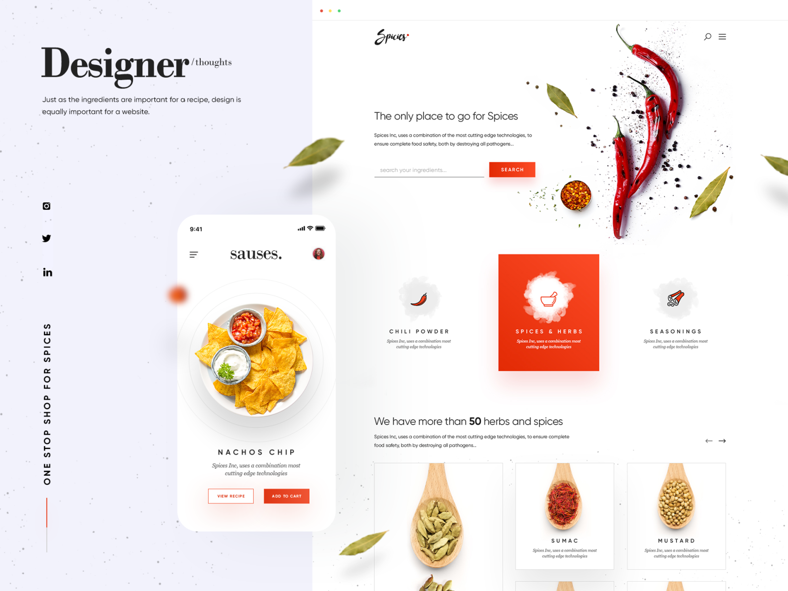 Spices and Recipes Website Design and Branding by Xulfi Shah on Dribbble