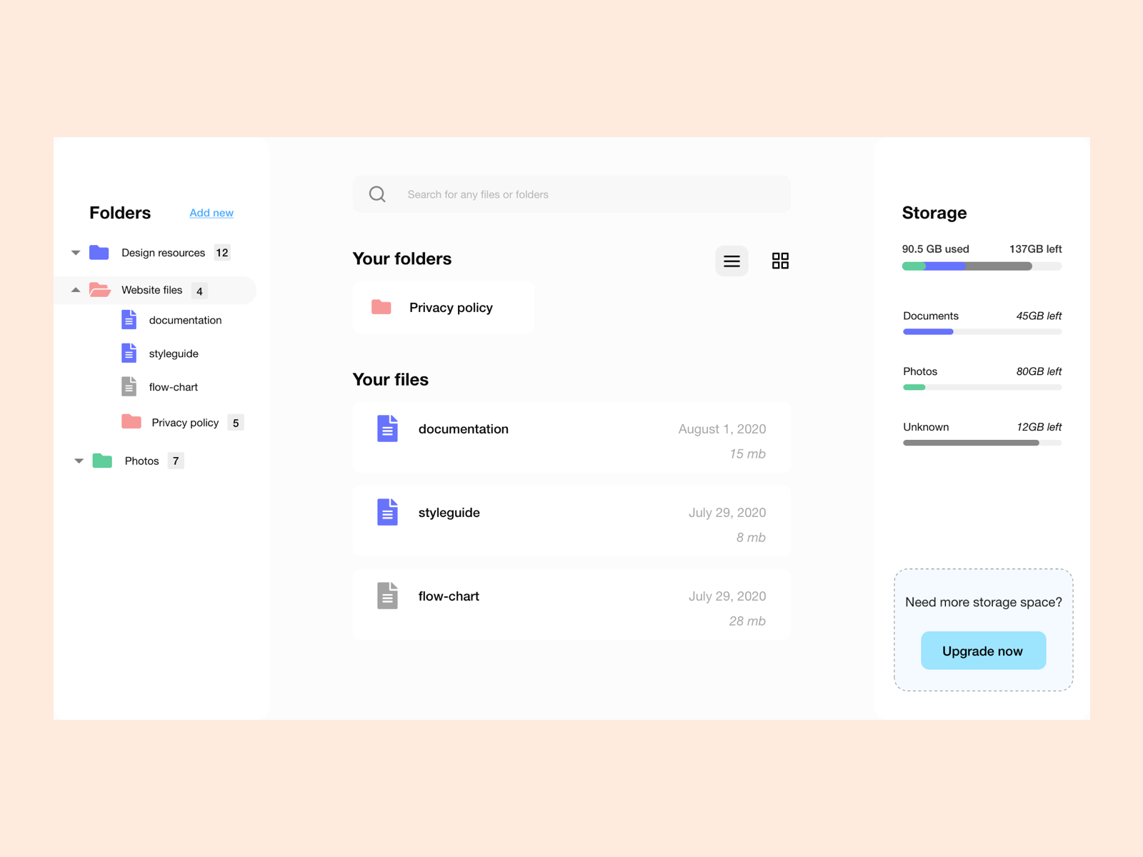 File Storage by Annie Yang on Dribbble