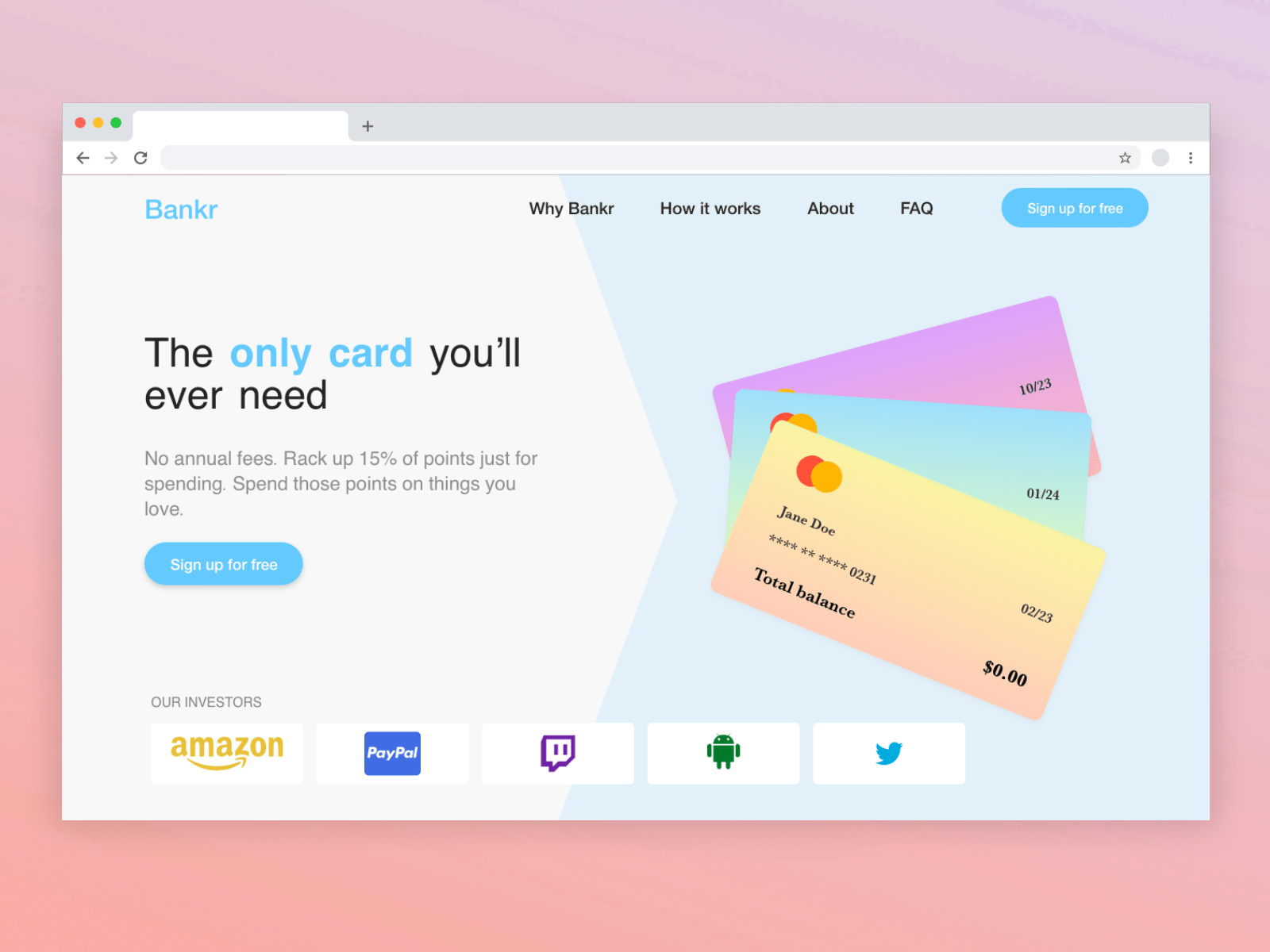 Credit Card Homepage by Annie Yang on Dribbble