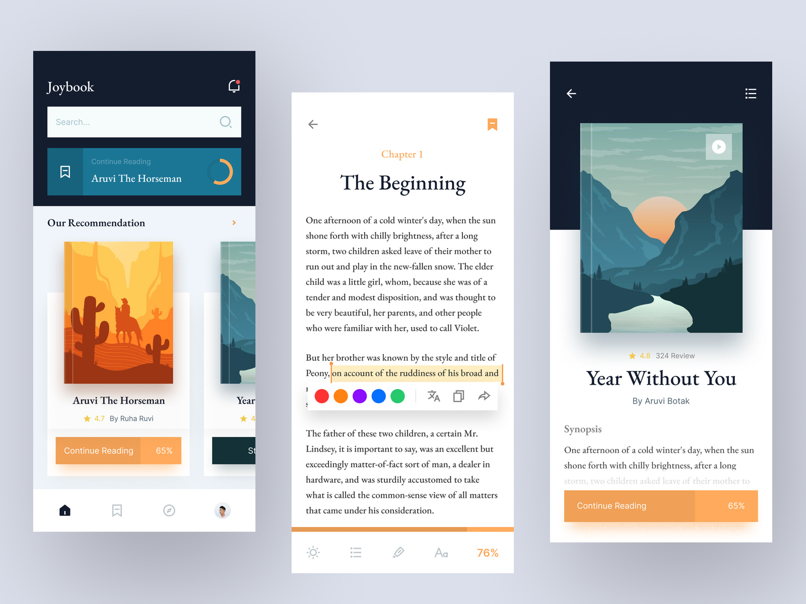 Joybook Book App 📖 by Rudi Tabuti for Plainthing Studio on Dribbble