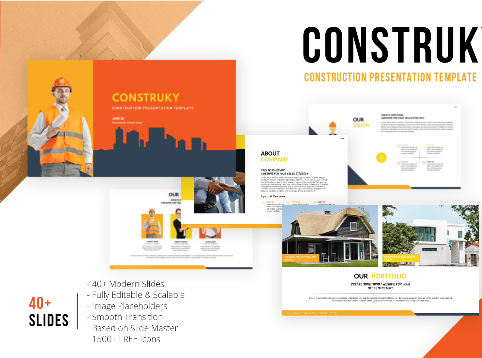 The Construction Presentation Template by SlideStack on Dribbble