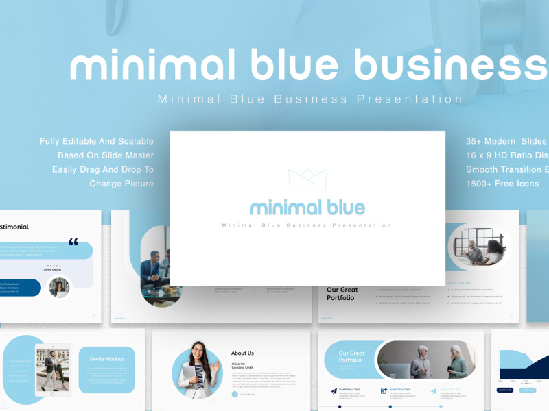 Minimal Blue Business Presentation Template by SlideStack on Dribbble