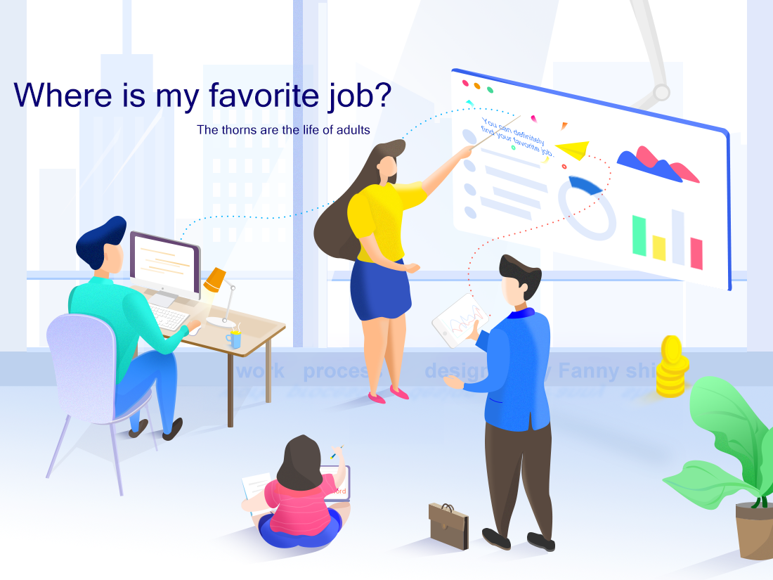 Office scene by Nina Shi for AGT on Dribbble