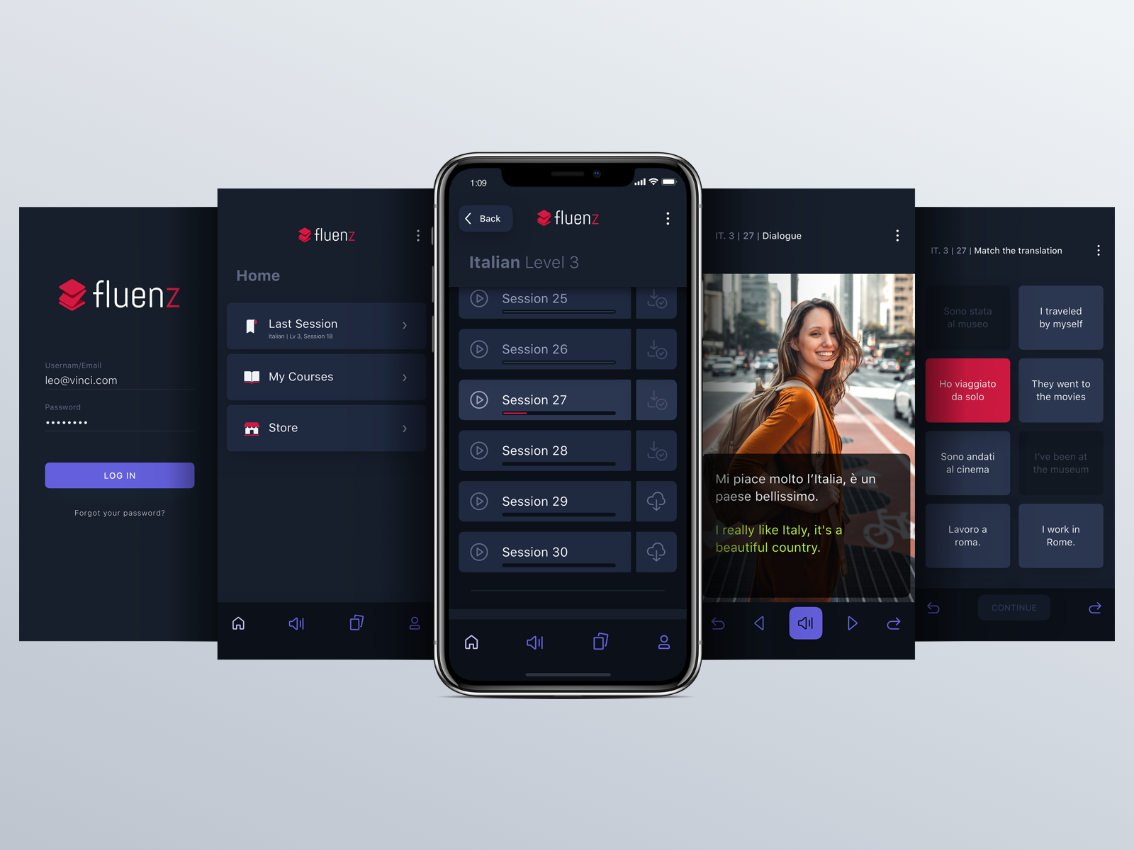Fluenz - App screens by Hesam Khoda on Dribbble