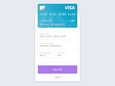 Daily UI - Day 2: Credit Card Checkout by Mike DelGuidice on Dribbble