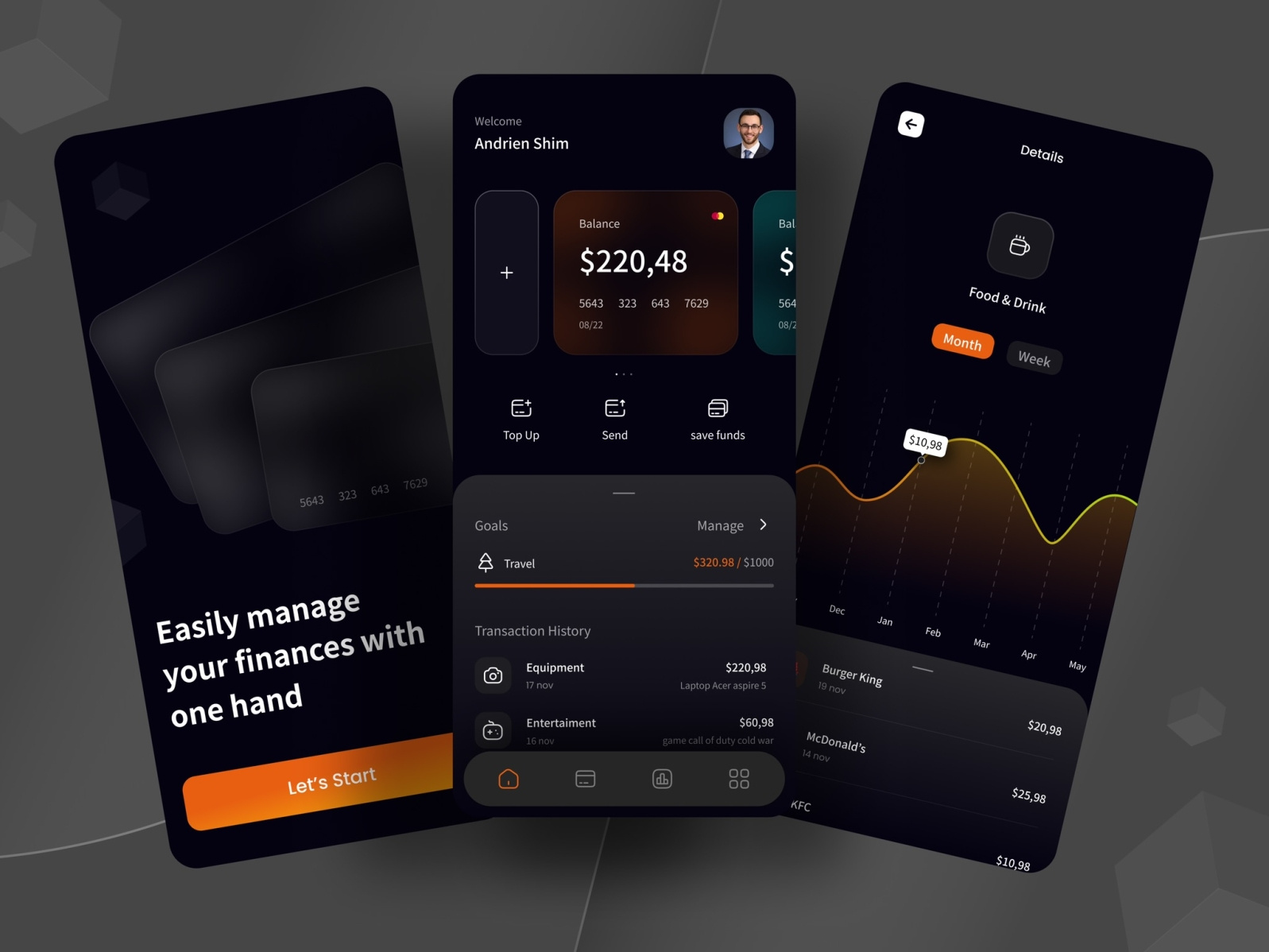 Simple wallet ui by Bogdan Falin for QClay on Dribbble