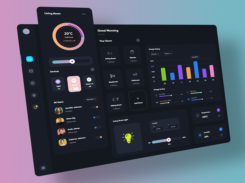 Smart House UI by Bogdan Falin for QClay on Dribbble