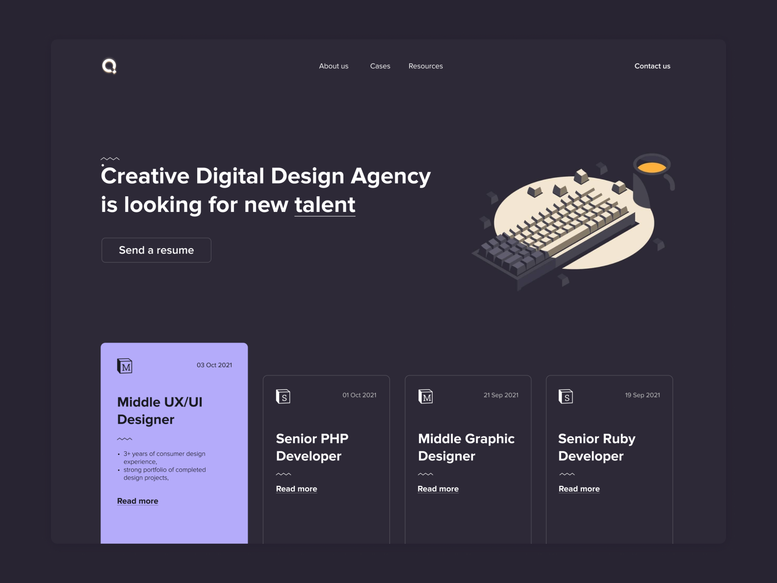 Creative Agency Landing Page by Bogdan Falin for QClay on Dribbble