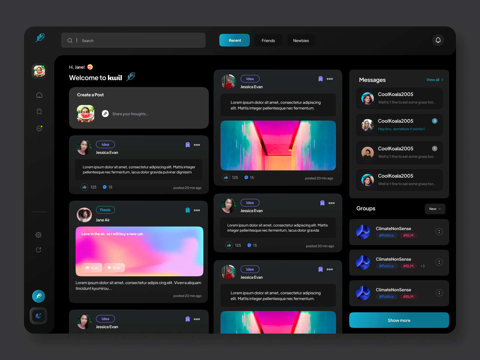 UI Design Dark theme by Bogdan Falin for QClay on Dribbble