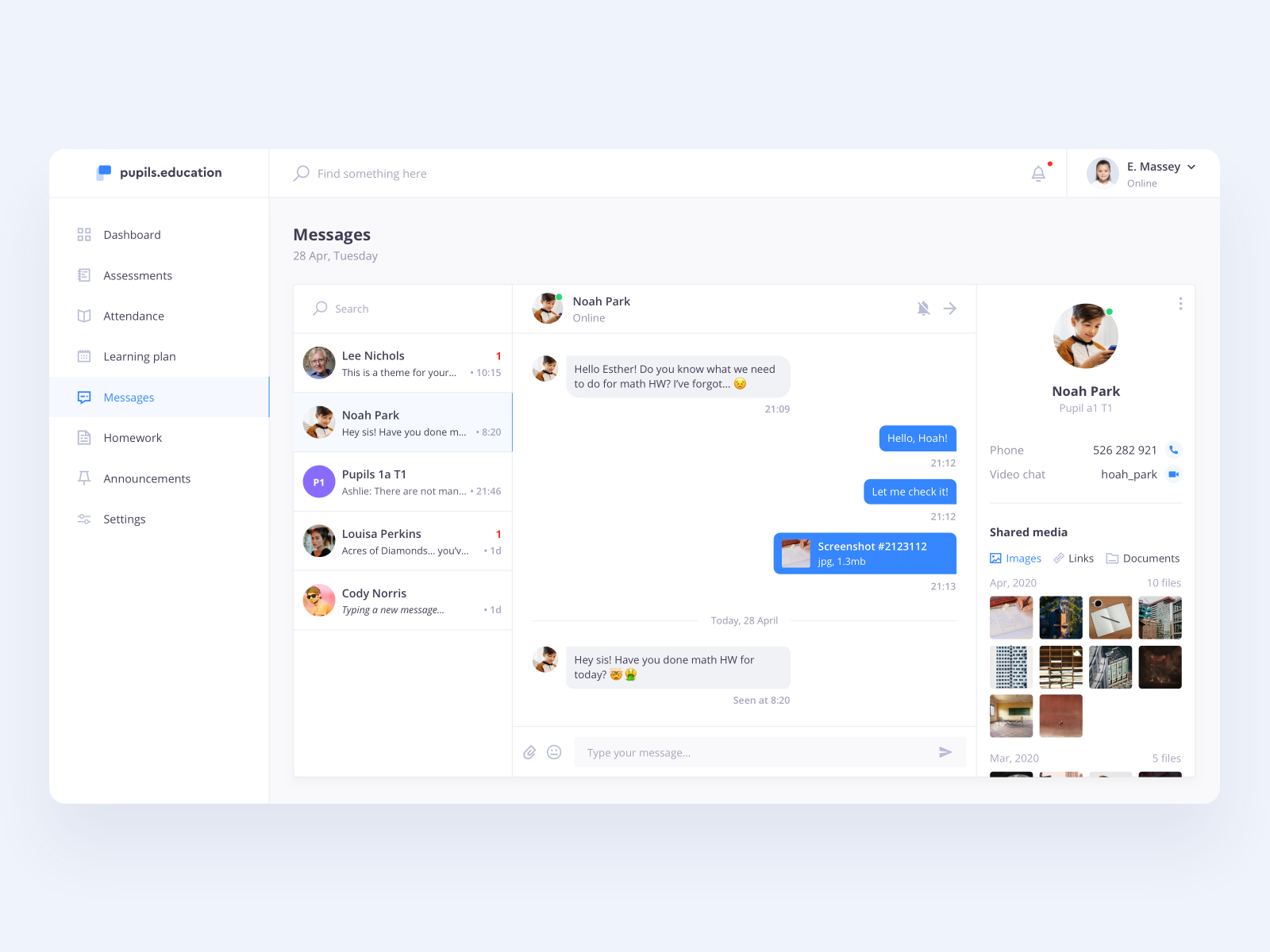 Pupils chat - online school by Andrii Matviienko for Genuitek on Dribbble