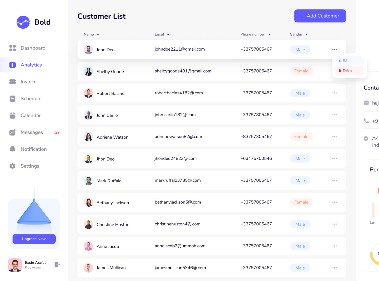 SAAS Dashboard Customer List by Haji Kayyum® on Dribbble