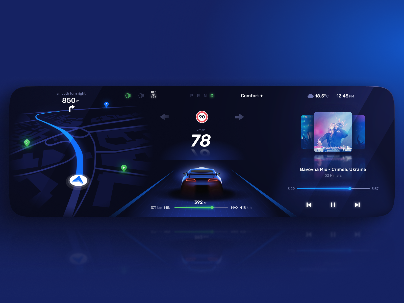 Electric Vehicle HMI Dashboard Design by Andrii Perevoznik on Dribbble
