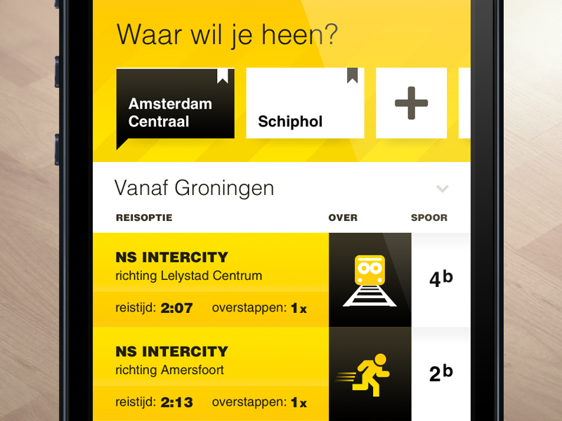 SnelTrein interface design: Where to? by Aldert Greydanus on Dribbble