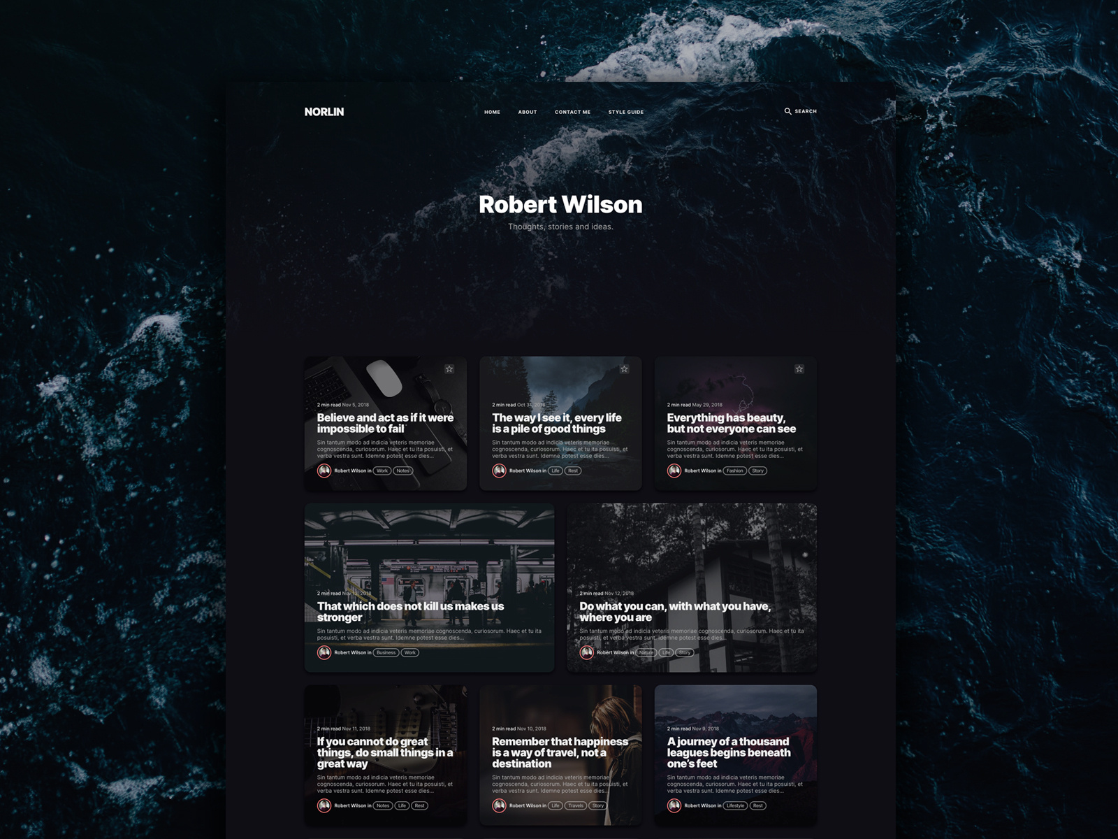 Norlin – Dark Blog Theme for Jekyll by Artem Sheludko on Dribbble