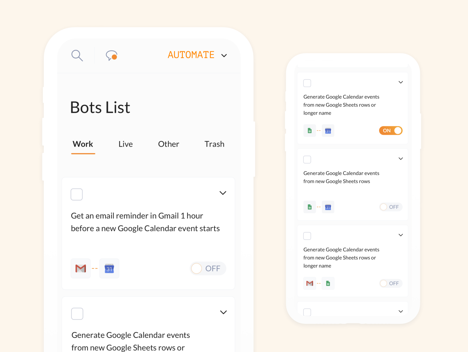 Created bots list (automation system) by Igor Kaufman on Dribbble