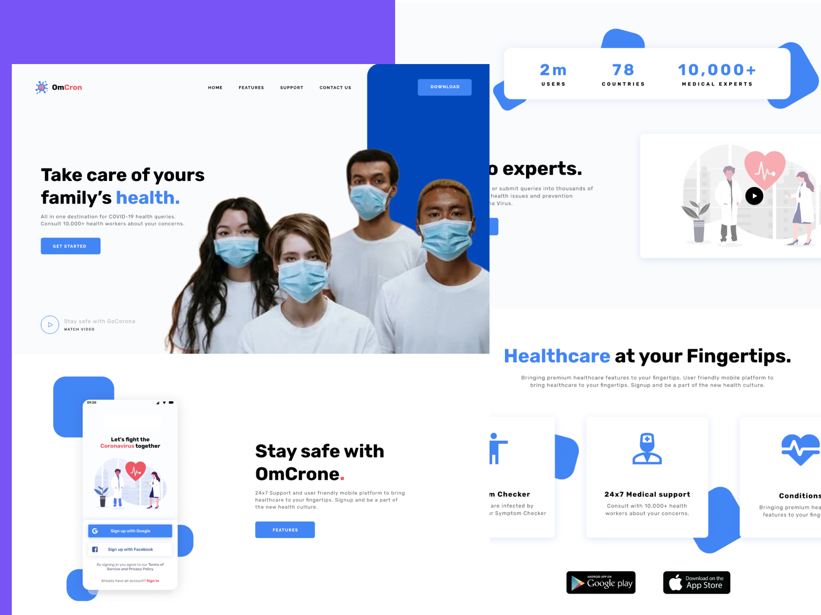 Omicon App landing page by Hasibur Rahman on Dribbble