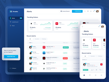 Xtrades – Alert Page by Clint Kadera on Dribbble