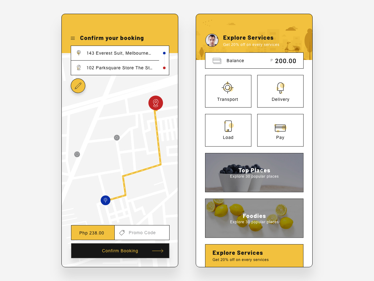 Transportation & Delivery App by Randell Nido on Dribbble