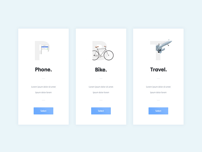 Card design by Cynthia Mergel on Dribbble