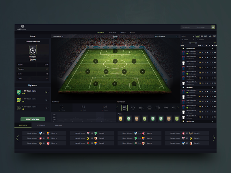 Fantasy soccer application concept by Albert Kay on Dribbble