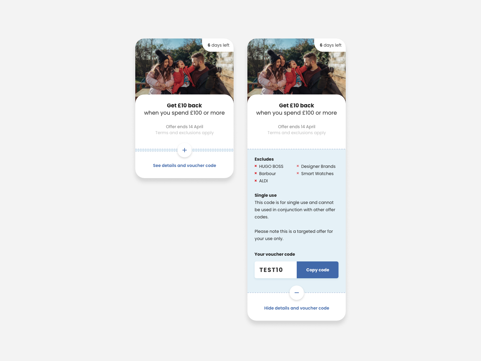 Voucher code offer card by Adam Williams on Dribbble