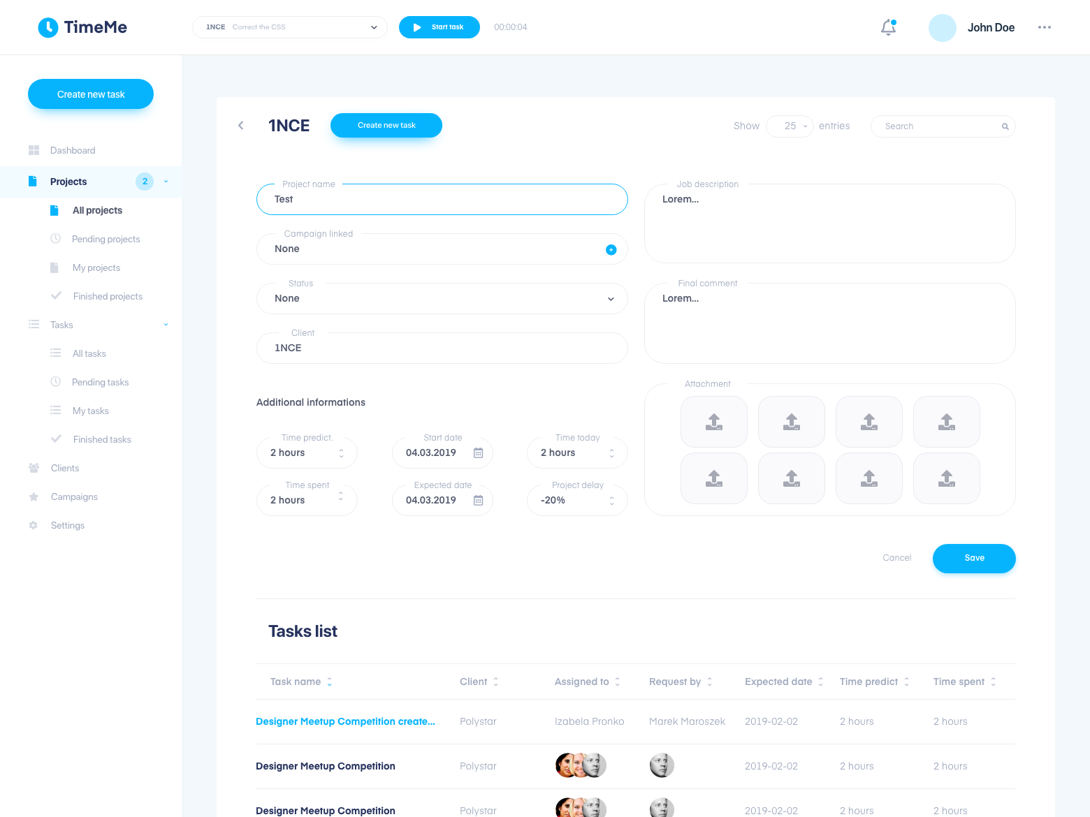 TimeMe - project management by Krzysztof Czepiec on Dribbble