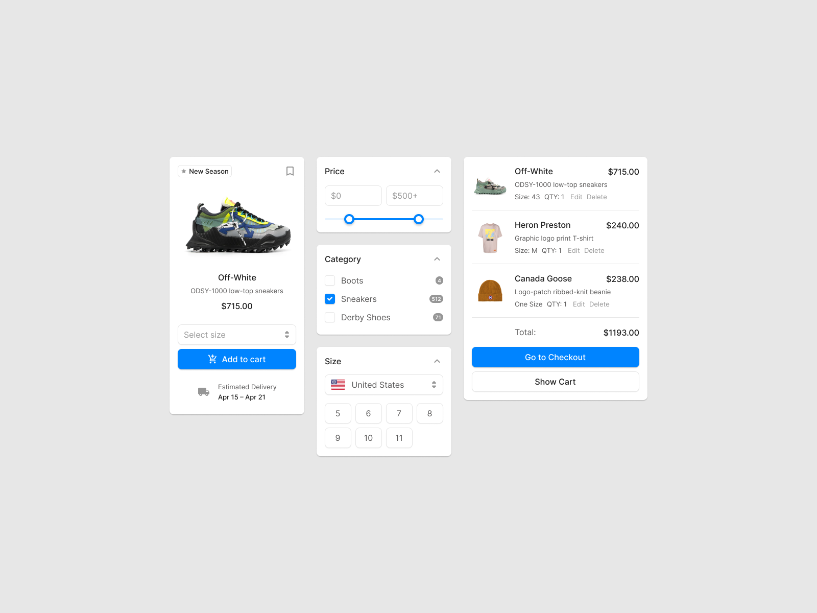 Ecommerce Cards by Pixsellz on Dribbble