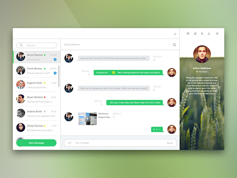 Messaging App UI by Miramark Diaz on Dribbble
