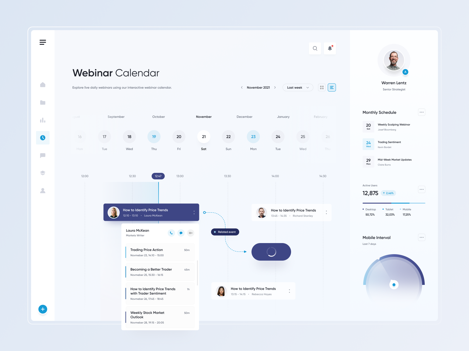 Webinar Calendar - Workspace by Adam Sokołowski on Dribbble