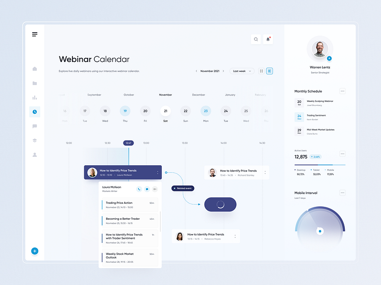 Webinar Calendar - Workspace by Adam Sokołowski on Dribbble